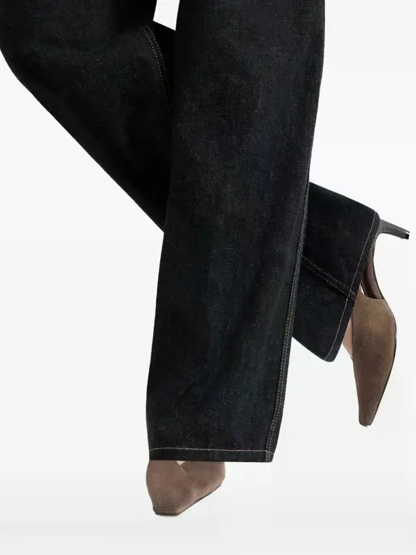 Brunello Cucinelli Suede Slingback Pumps With Monili Embellished Heel - Brown