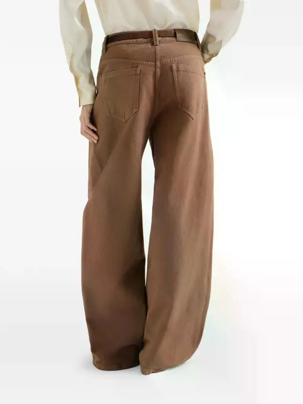 Brunello Cucinelli Dyed Denim Wide Trousers With Monili
