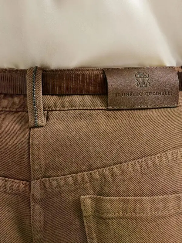 Brunello Cucinelli Dyed Denim Wide Trousers With Monili