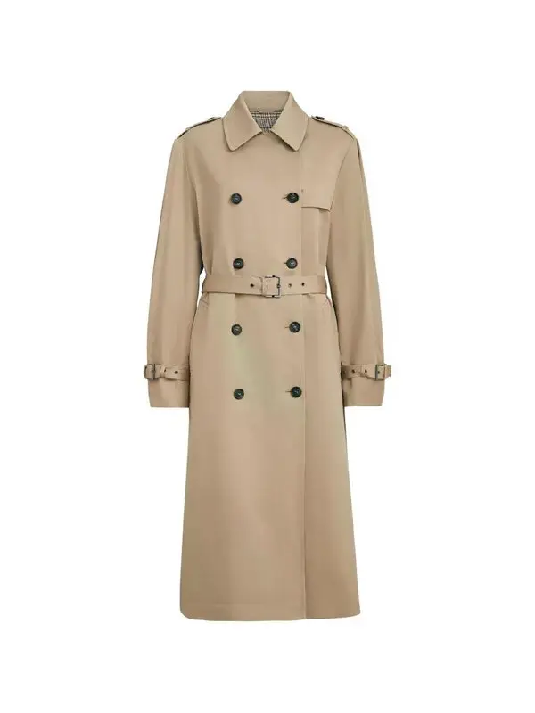 Brunello Cucinelli Cotton And Linen Twill Trench Coat With Monili Embellishment
