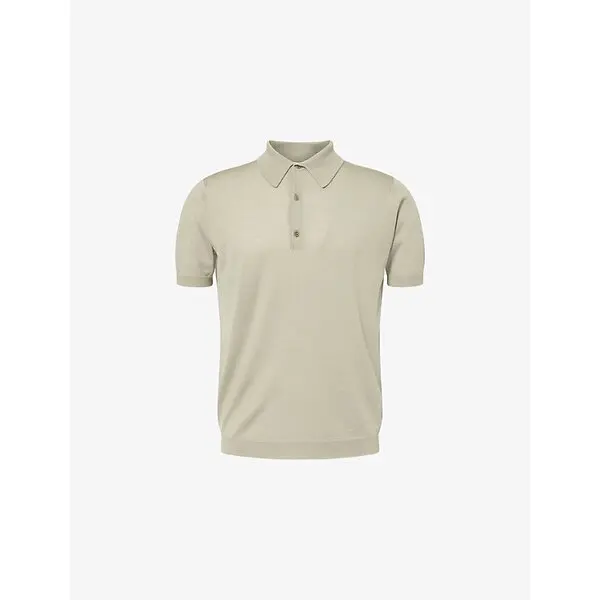 John Smedley Macloud Short-sleeve Merino-wool Polo Jumper - Thistle Dew