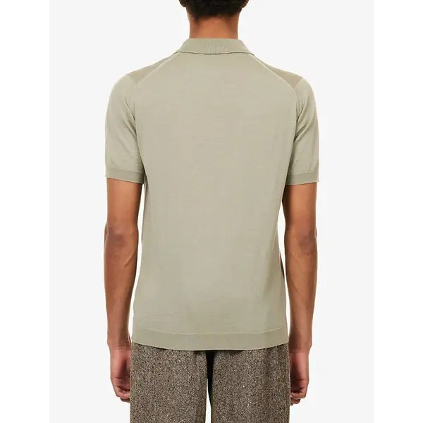 John Smedley Macloud Short-sleeve Merino-wool Polo Jumper - Thistle Dew