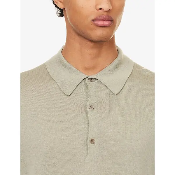 John Smedley Macloud Short-sleeve Merino-wool Polo Jumper - Thistle Dew