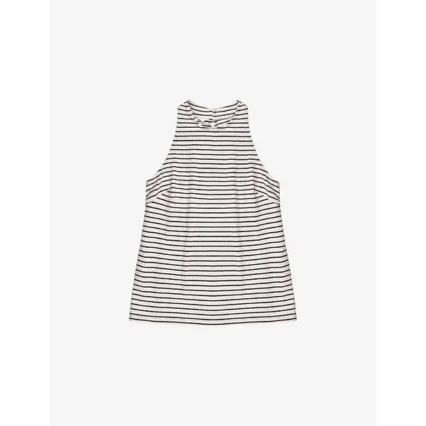 RO&ZO Striped Halter-neck Cotton Top - Black