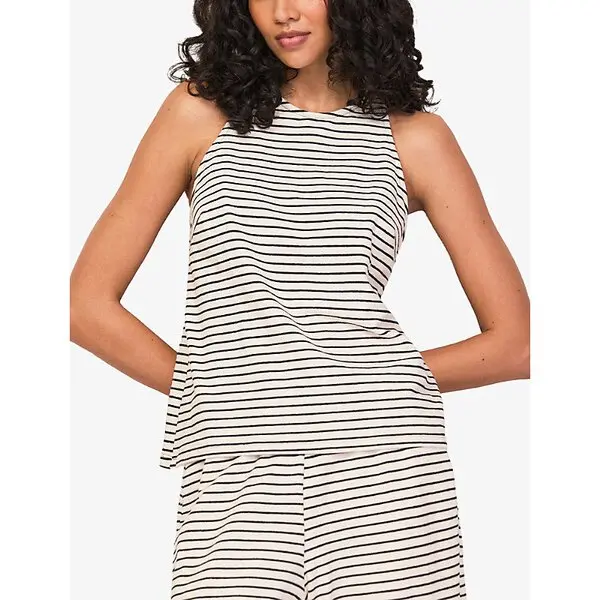 RO&ZO Striped Halter-neck Cotton Top
