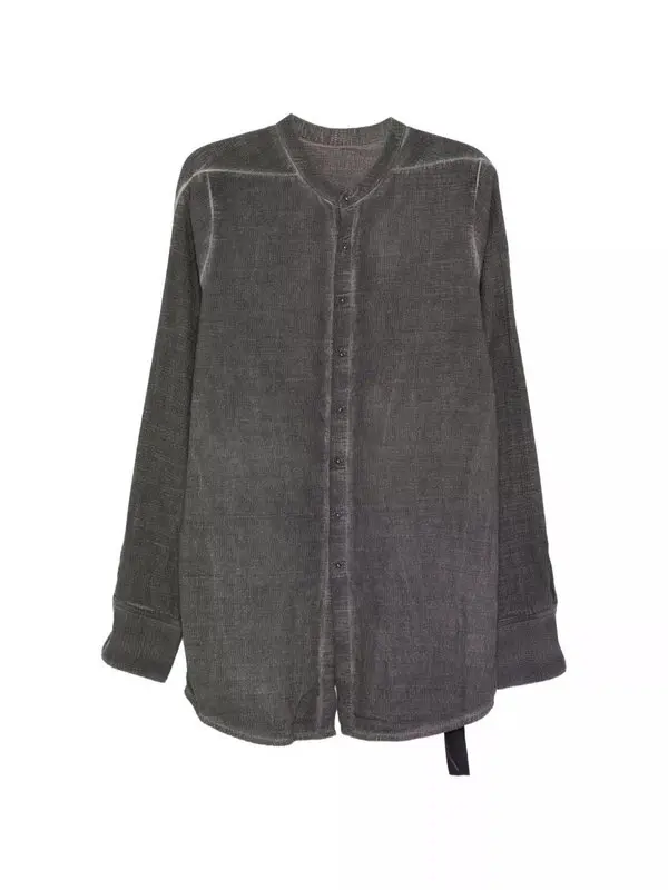 ISAAC SELLAM EXPERIENCE Collarless Textured-finish Shirt - Grey