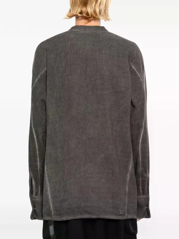 ISAAC SELLAM EXPERIENCE Collarless Textured-finish Shirt - Grey