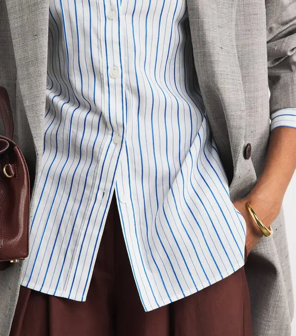 ME+EM Cotton-blend Voile Stripe Shirt