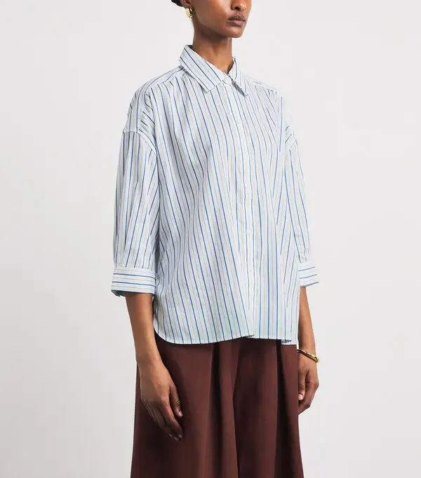 ME+EM Cotton-blend Voile Stripe Shirt