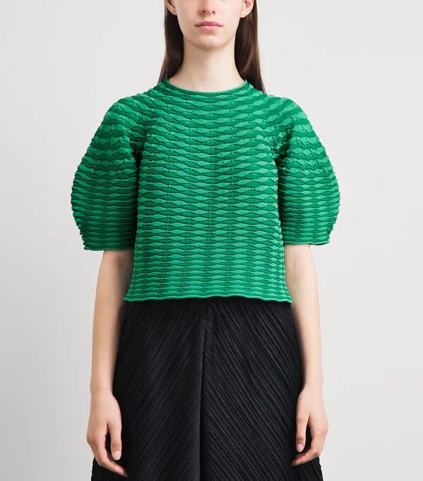 Issey Miyake Two-tone Textured Knit Top