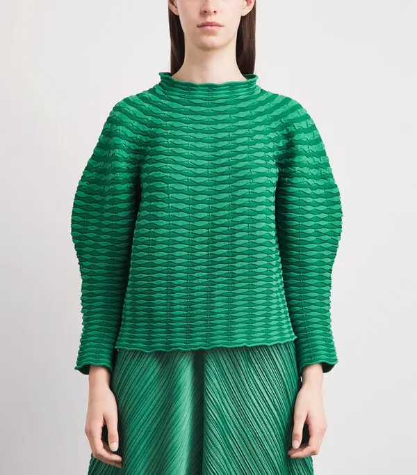 Issey Miyake Textured Knit Top - Green