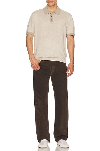 Theory Silk Linen Short Sleeve Polo - Silver Cloud