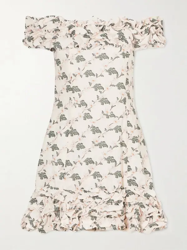 Agua Bendita Floral Print Ruffled Cotton Mini Dress - Multi