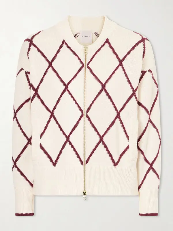 Varley Nile Cotton Knitted Jacket With Contrast Stitching - Multi