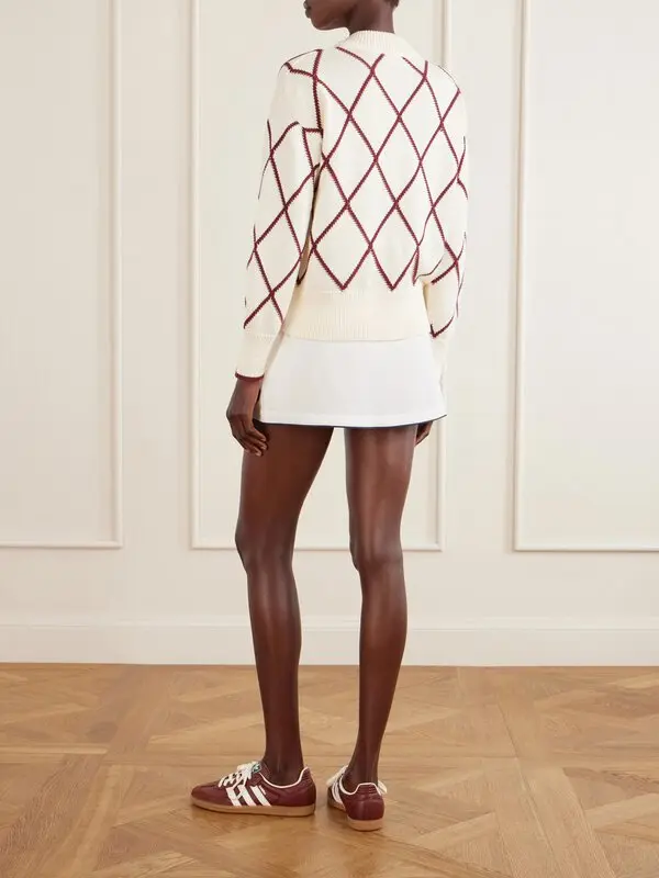 Varley Nile Cotton Knitted Jacket With Contrast Stitching