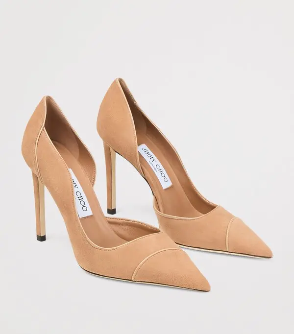 JIMMY CHOO Brigitte 100 Suede Pointed Toe Stiletto Pumps - Beige