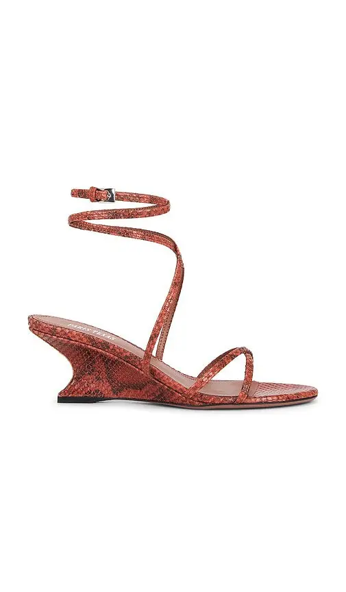 Paris Texas Lace Up Wedge Sandals - Red