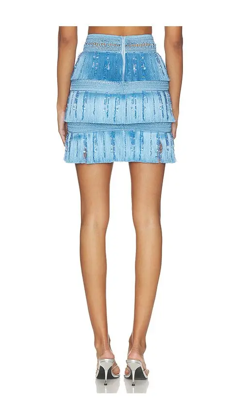 PatBO Tiered Fringe Mini Skirt With Beading