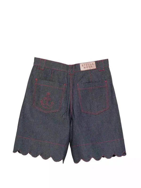 STELLA NOVA Scalloped Edge Contrast Stitch Shorts