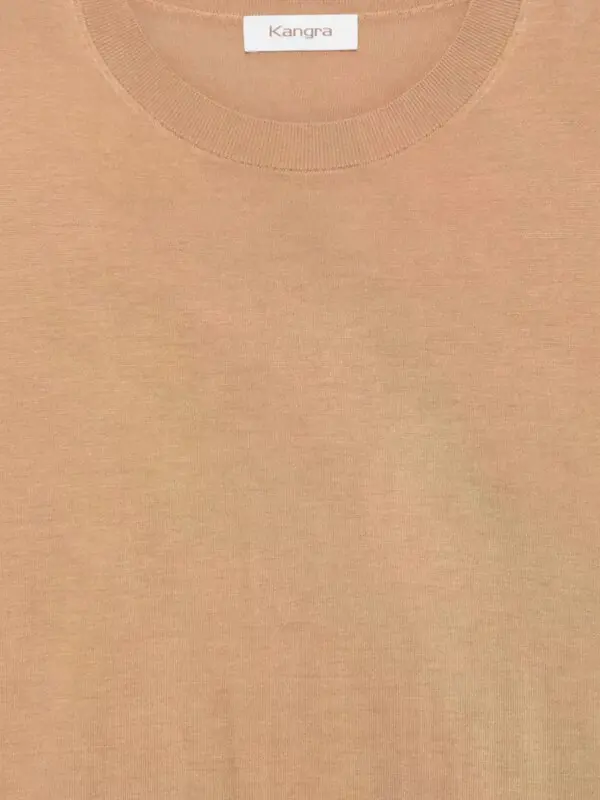 KANGRA Fine-knit Crew-neck T-shirt - Neutrals