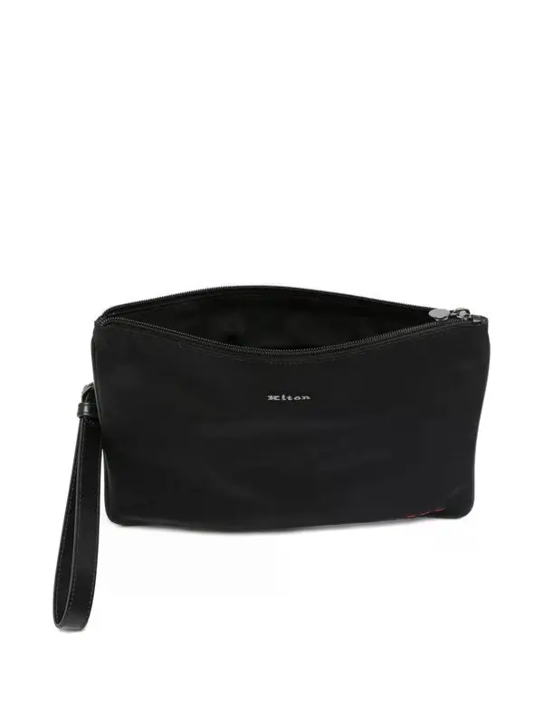 Kiton Logo Plaque Zip Top Pouch Bag