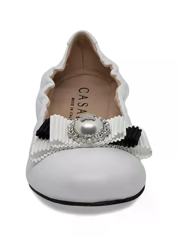 Casadei Bow Detail Ballet Flats - White