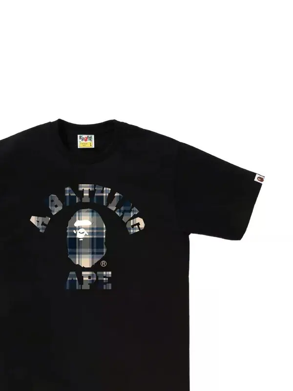 A BATHING APE Ape Head Check-print T-shirt - Black