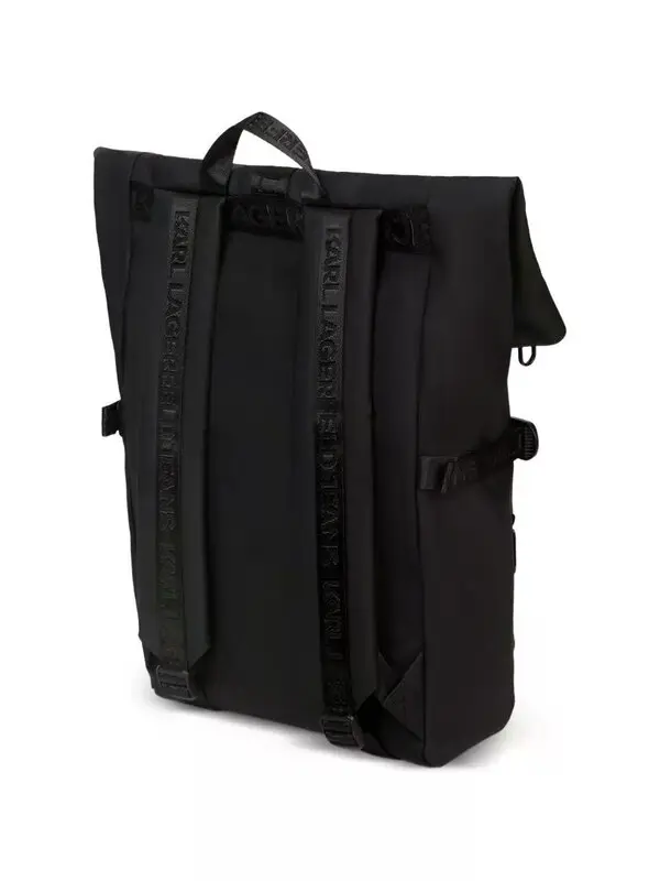 Karl Lagerfeld Slogan Print Buckled Backpack