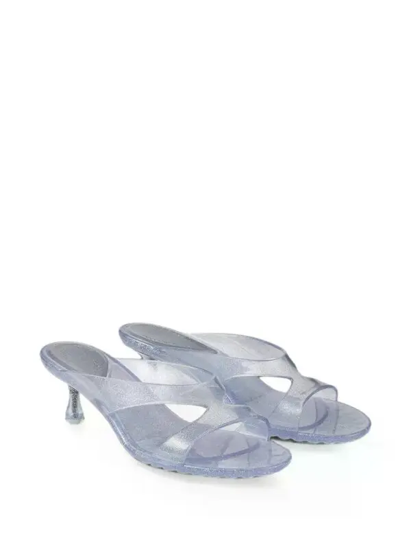 JIMMY CHOO Glitter Mule Sandals - Silver