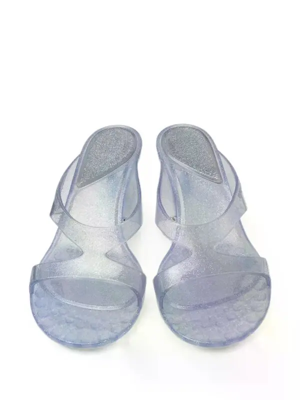 JIMMY CHOO Glitter Mule Sandals - Silver