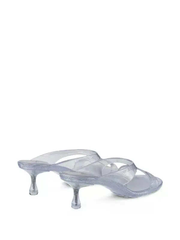 JIMMY CHOO Glitter Mule Sandals - Silver