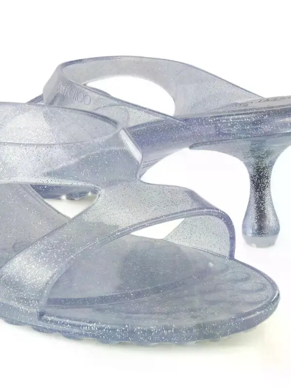 JIMMY CHOO Glitter Mule Sandals - Silver