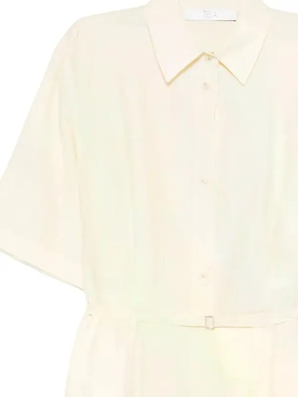 TELA D. Cherry Belted Button-down Midi Dress