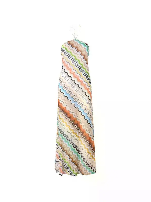 Missoni Zigzag Pattern Halterneck Maxi Dress - Neutrals