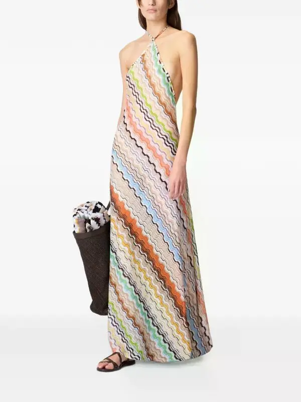 Missoni Zigzag Pattern Halterneck Maxi Dress