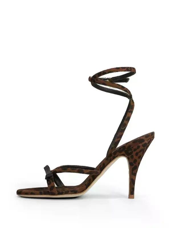 3JUIN Leopard-print Suede Stiletto Heeled Sandals - Brown