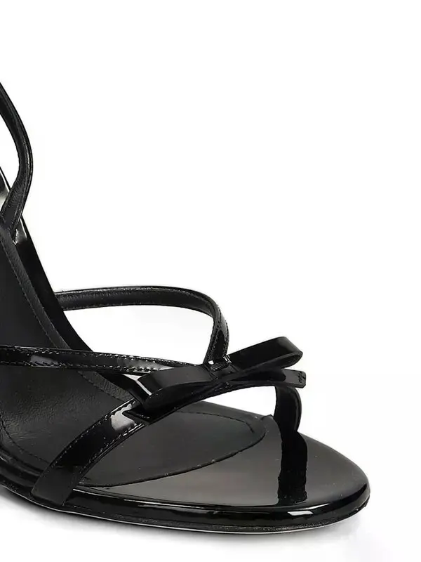 3JUIN Bow Detail Leather Heeled Sandals - Black