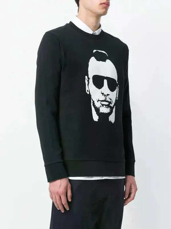 Neil Barrett Graphic Print Crew Neck Long Sleeve Sweater - Black