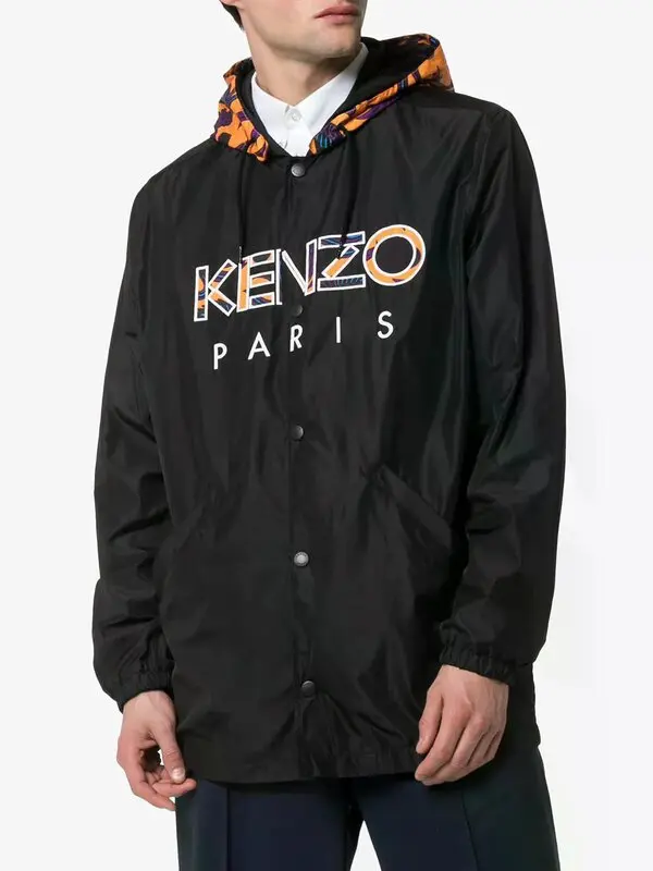 Kenzo Logo Print Hooded Windbreaker Jacket