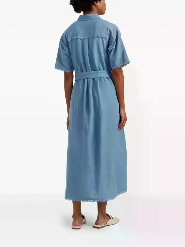 Chinti & Parker Scallop Trim Shirt Midi Dress