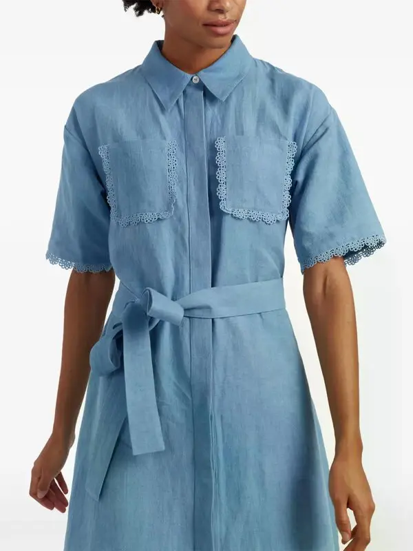 Chinti & Parker Scallop Trim Shirt Midi Dress