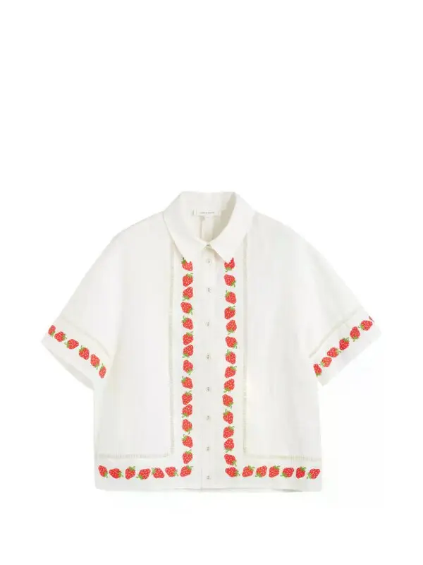 Chinti & Parker Embroidered Strawberry Shirt