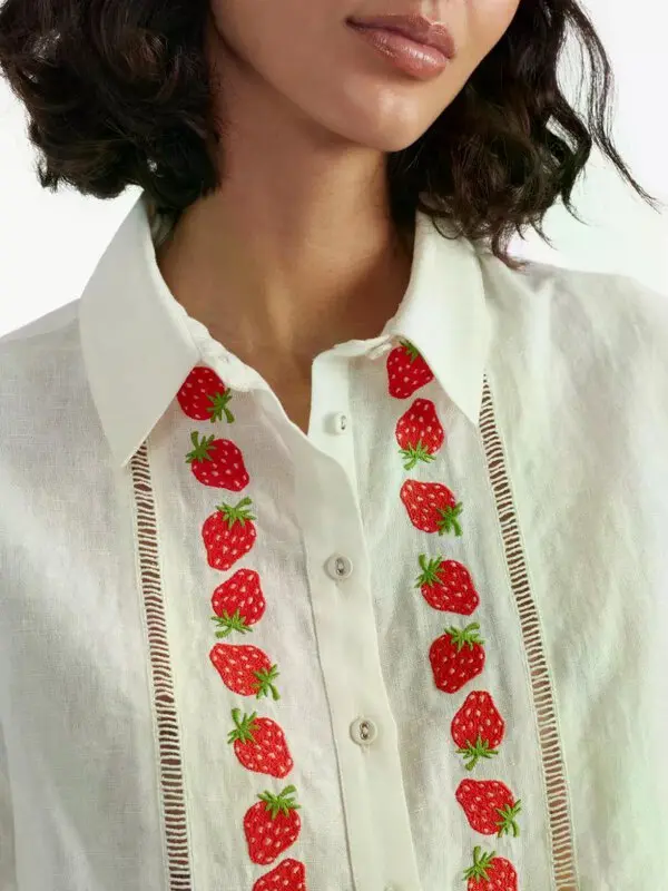 Chinti & Parker Embroidered Strawberry Shirt