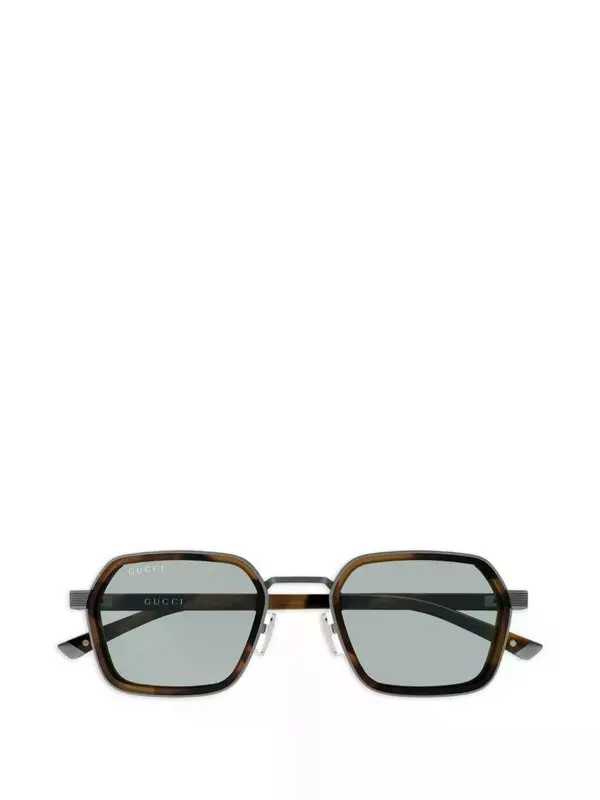 Gucci Geometric-frame Tortoiseshell-effect Sunglasses - Brown