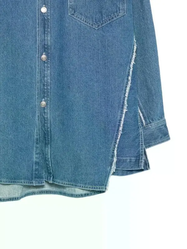 SONGZIO Raw-edge Embroidered Shirt - Blue