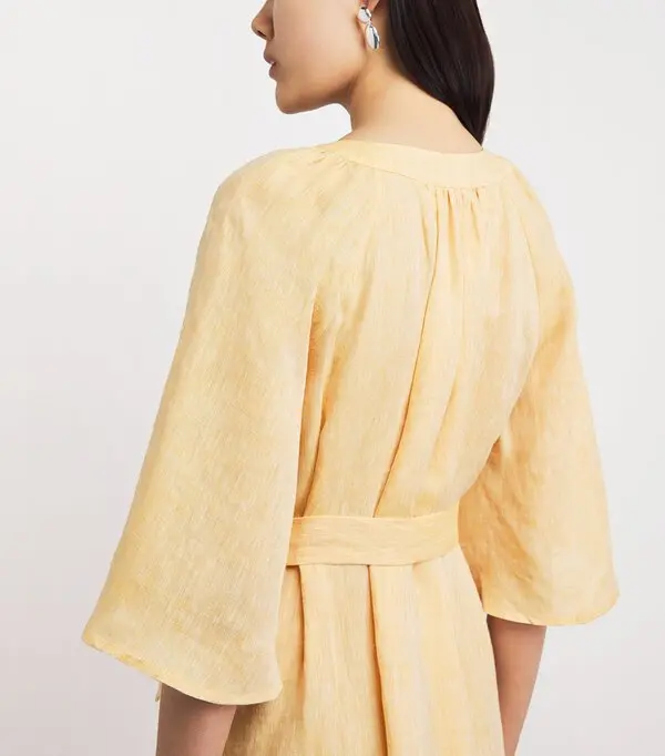 ERES Linen Audacieuse Wrap Midi Dress - Yellow