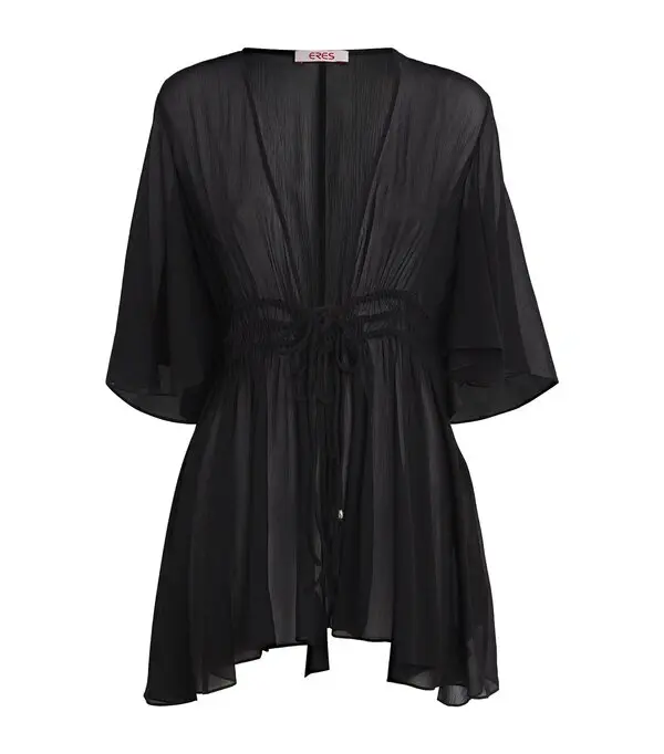 ERES Silk Muslin Operette Short Kaftan - Black