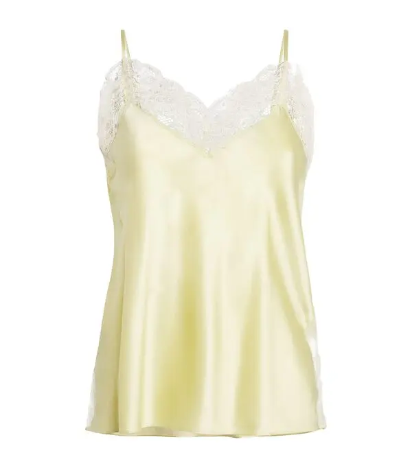 Veronica Beard Silk-blend Camisole Top With Lace Trim - Green