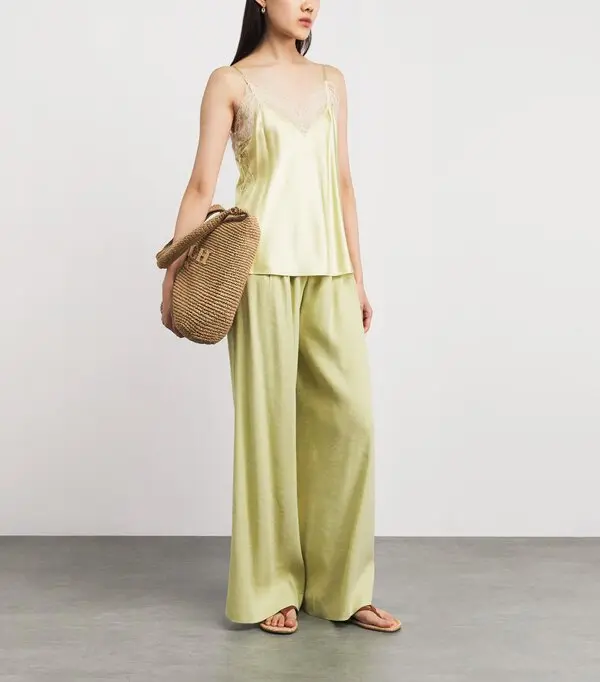 Veronica Beard Silk-blend Camisole Top With Lace Trim - Green