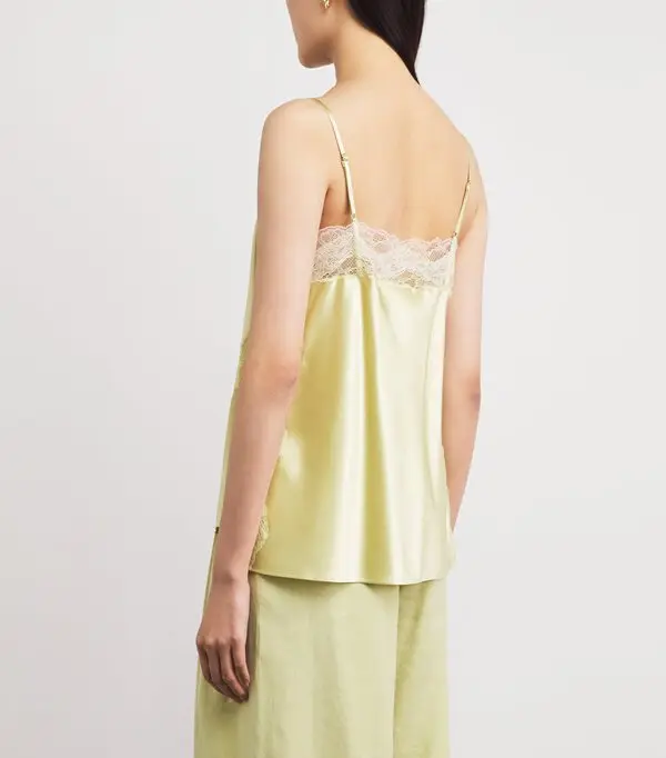 Veronica Beard Silk-blend Camisole Top With Lace Trim - Green